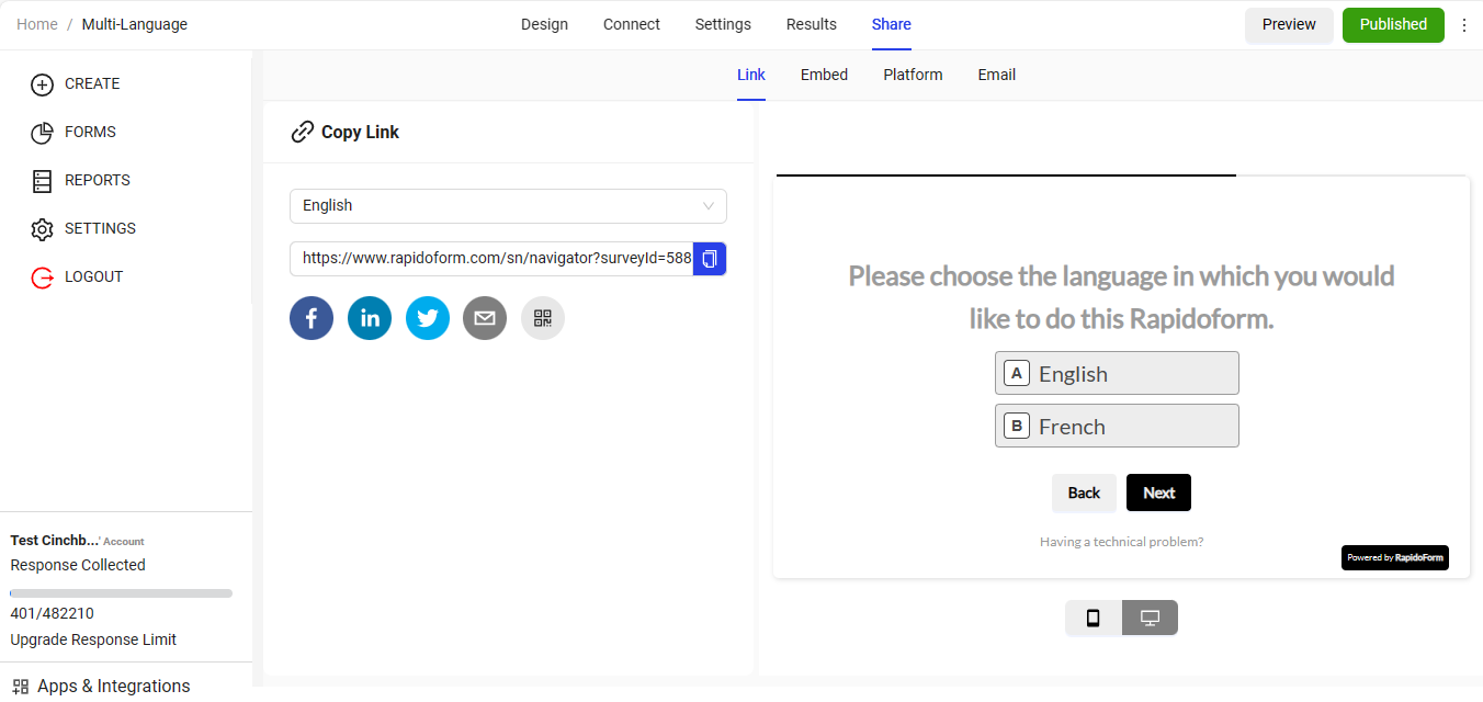 Create multi-language forms